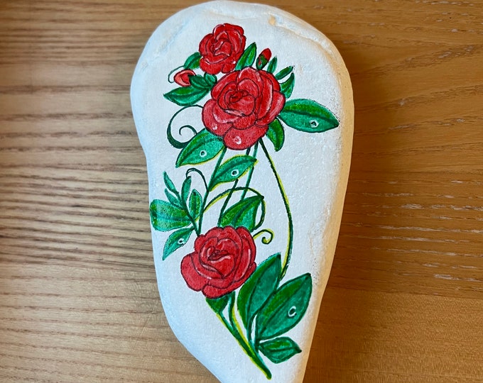 Red Roses Painted Rock - SEALED Garden Painted Rocks - Etsy