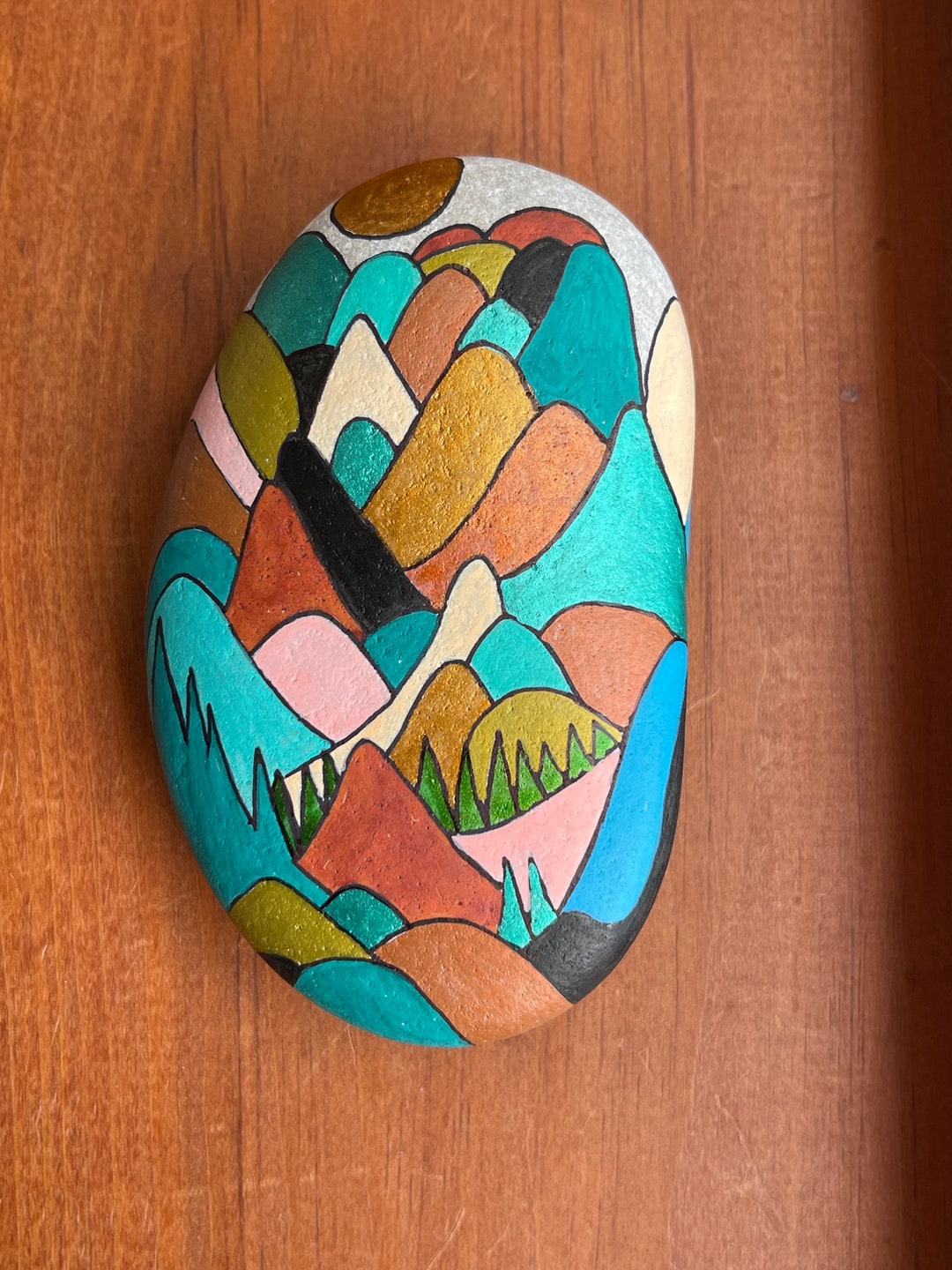 Metallic Boho Mountains Painted Rock SEALED - Etsy