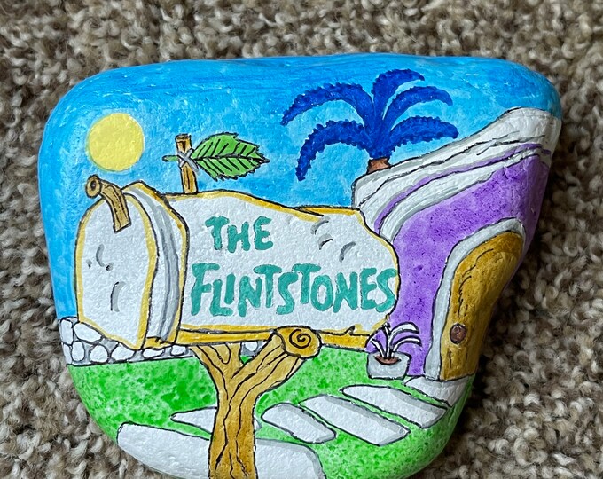 The Flintstones Mailbox and House Painted Rock SEALED - Etsy