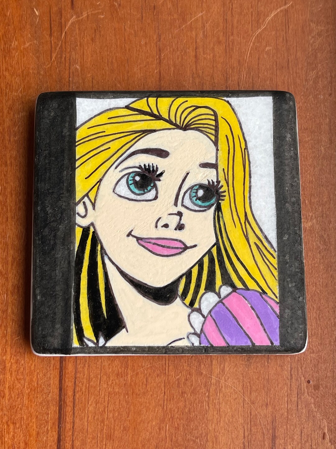 Rapunzel Painted Rock SEALED Square Santorini - Etsy