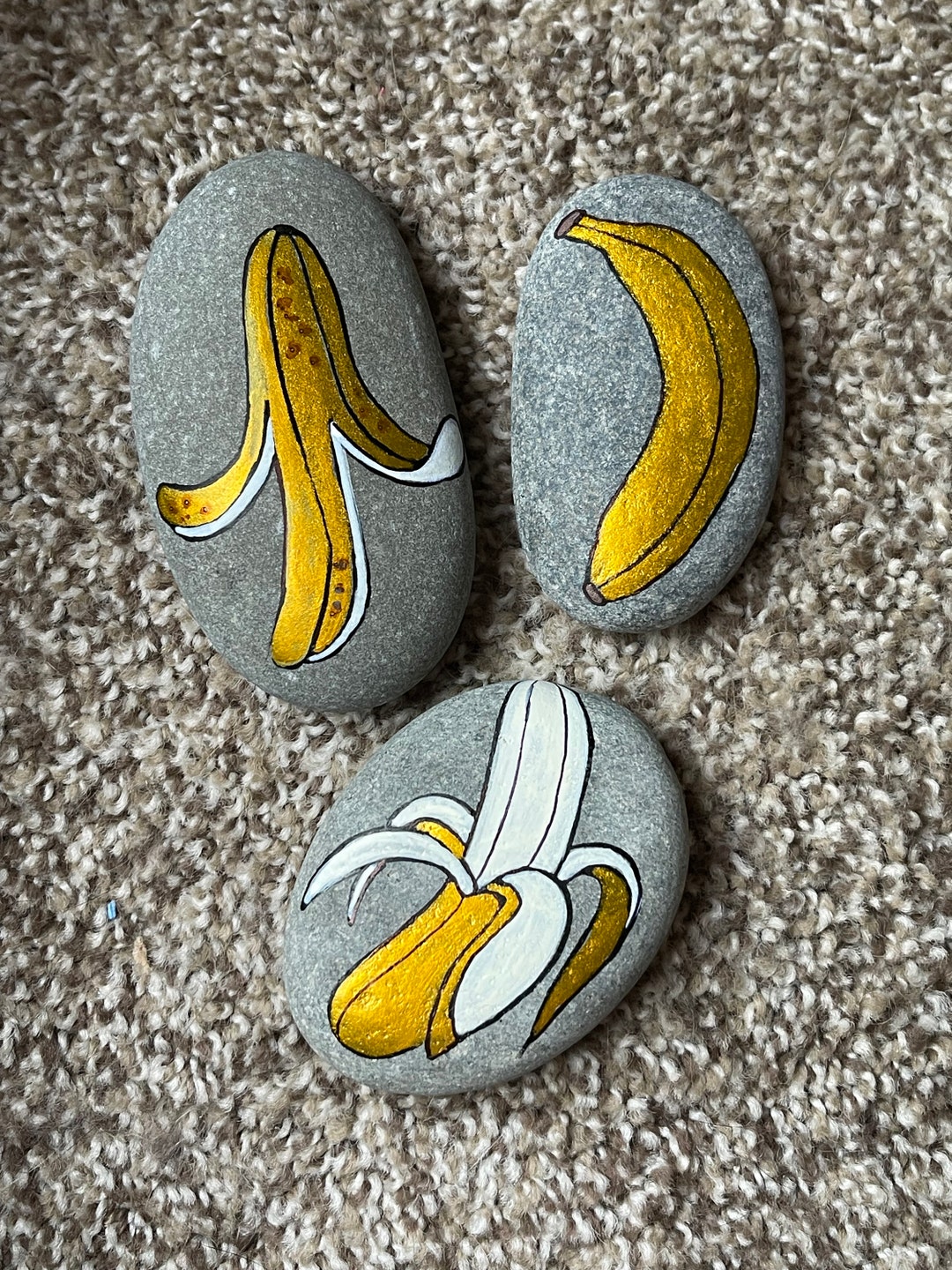 Metallic Bananas Painted Rocks SEALED Set of 3! - Etsy