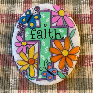 Faith Painted Rock SEALED Cross Painted Rocks - Etsy