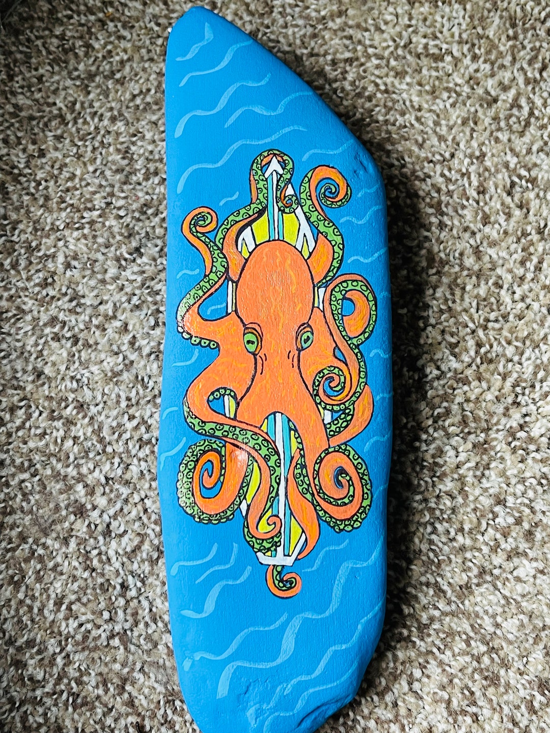 Octopus Painted Rock SEALED Can Be a Doorstop! - Etsy