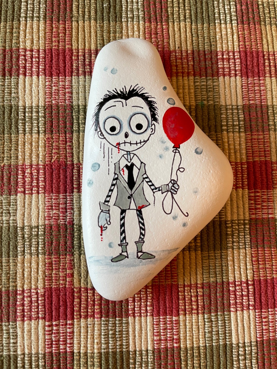 Spooky Gothic Boy Painted Rock With Balloon SEALED Halloween Painted ...