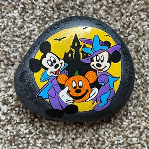 Mickey and Minnie Mouse Painted Rock - SEALED Halloween Painted Rocks ...