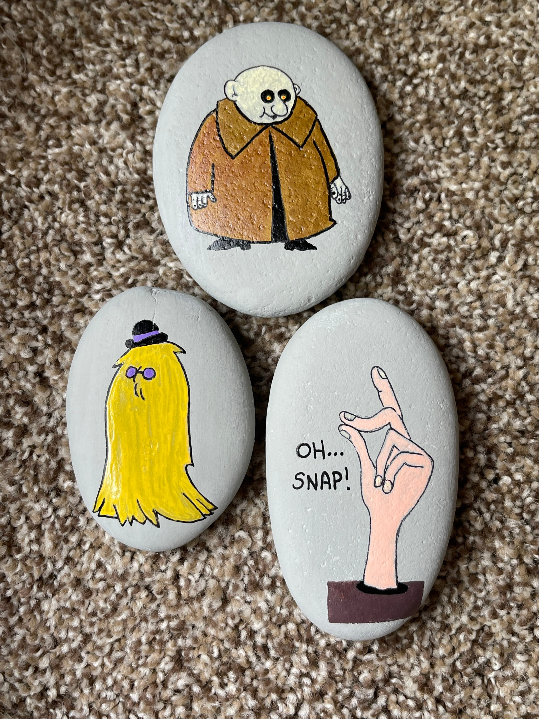 Addams Family Trio Painted Rocks Set of 3 SEALED - Etsy