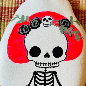 Skeleton Girl Painted Rock Bright and Spooky! SEALED Halloween Painted ...