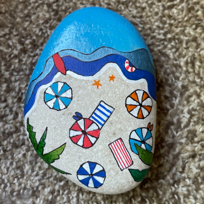 Painted Beach Rock - Etsy