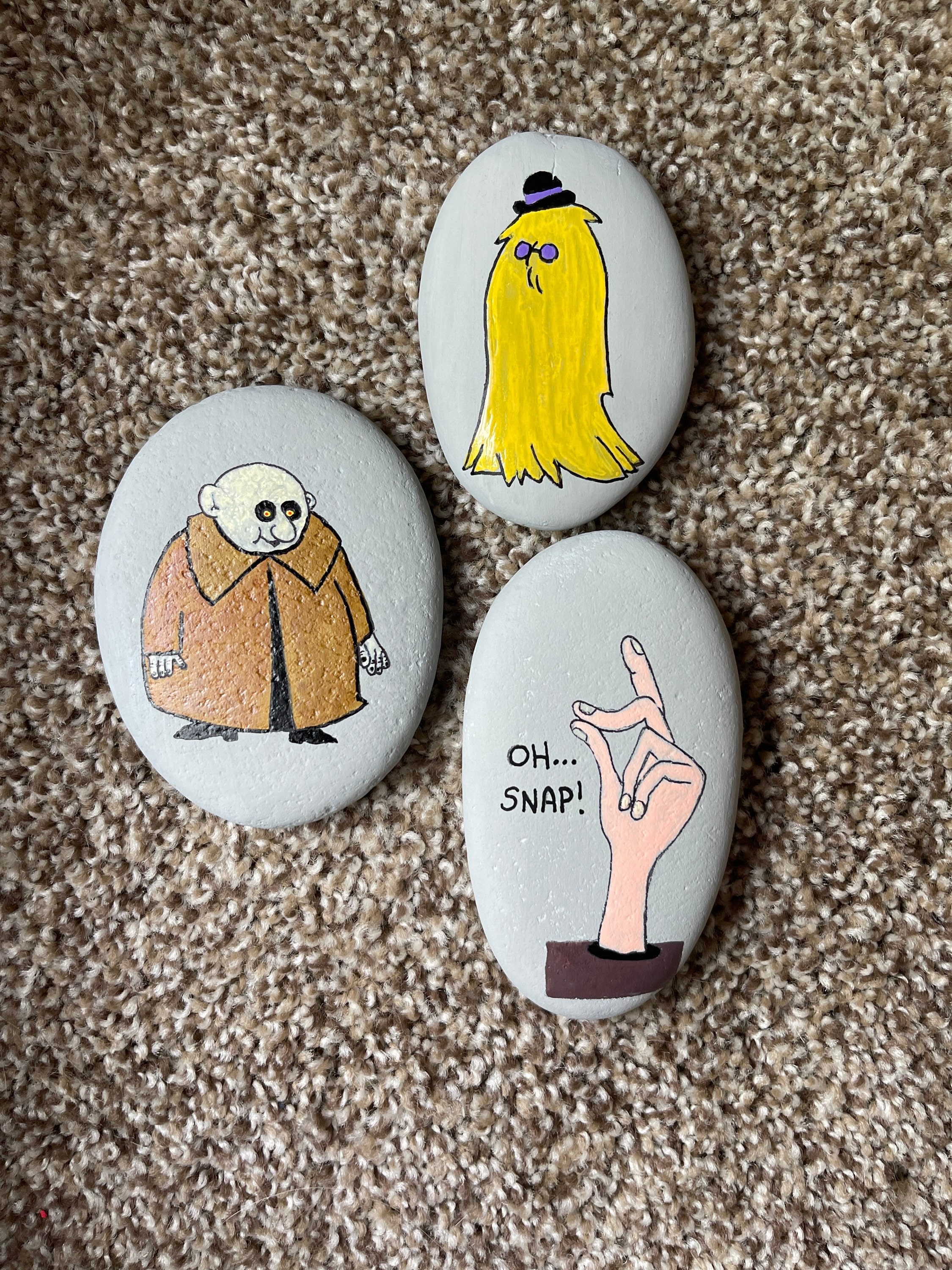 Addams Family Trio Painted Rocks Set of 3 SEALED - Etsy