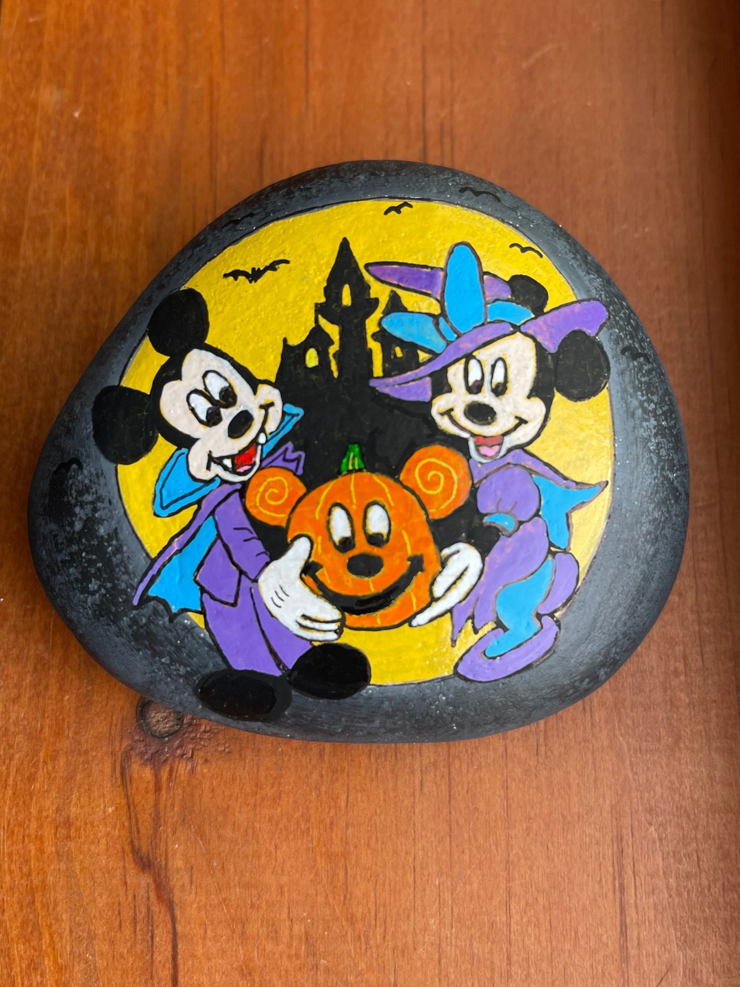 Mickey and Minnie Mouse Painted Rock - SEALED Halloween Painted Rocks ...