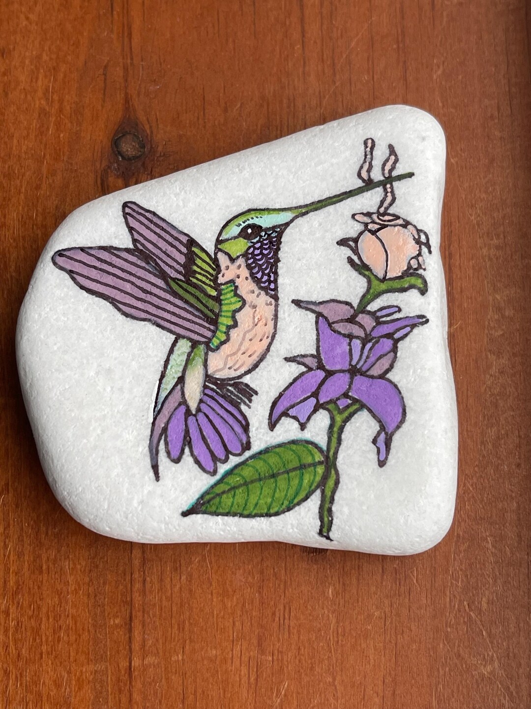 Hummingbird Painted Rock SEALED Painted Rocks - Etsy