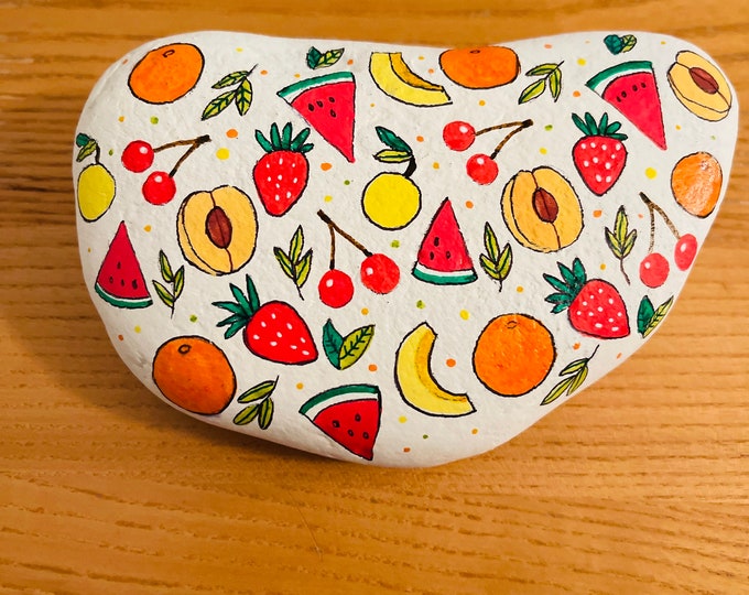 Fruit Painted Rock in Continuous Pattern SEALED Painted Rocks - Etsy