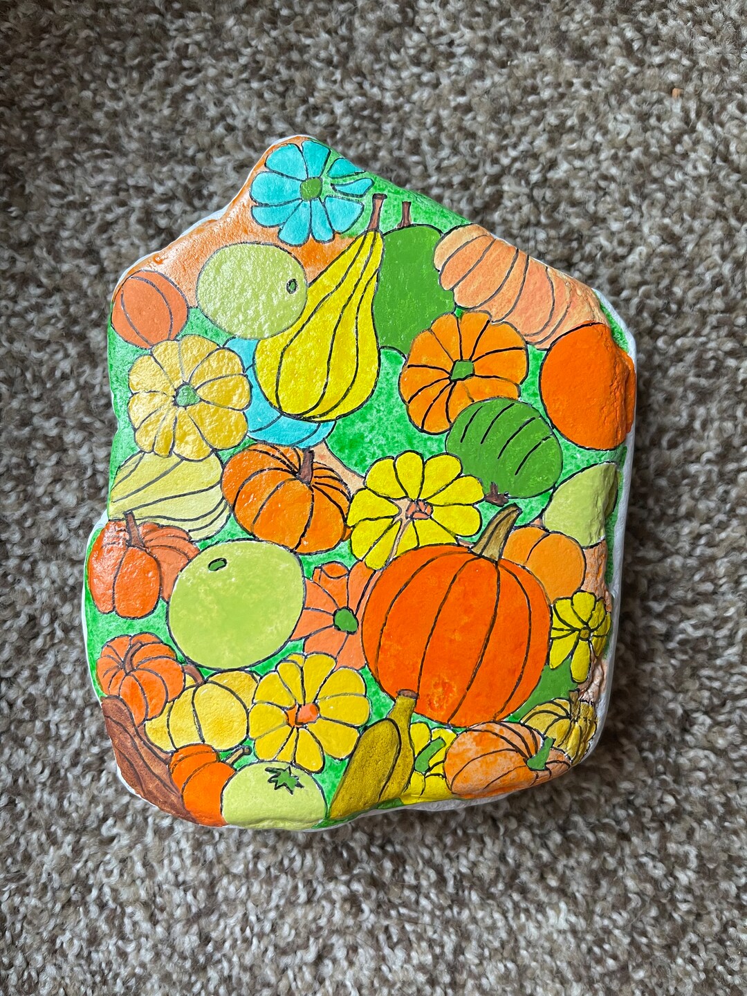 Fall Painted Rock - Pumpkins and Squash SEALED - Etsy