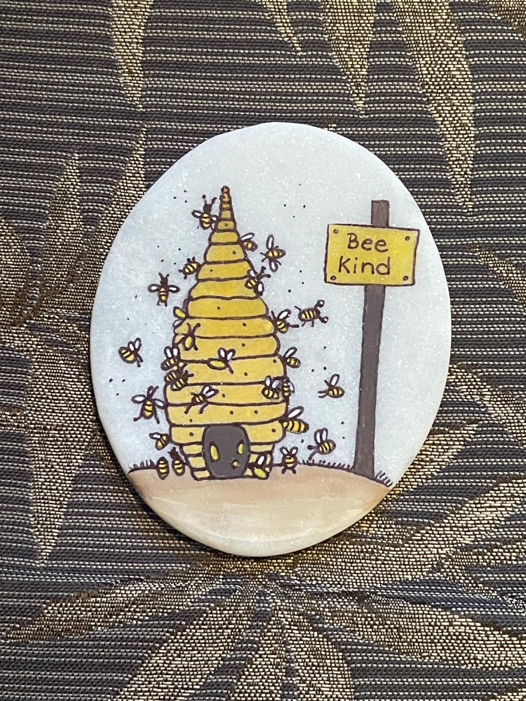 Whimsical Beehive - Bee Kind Painted Rock SEALED - Etsy