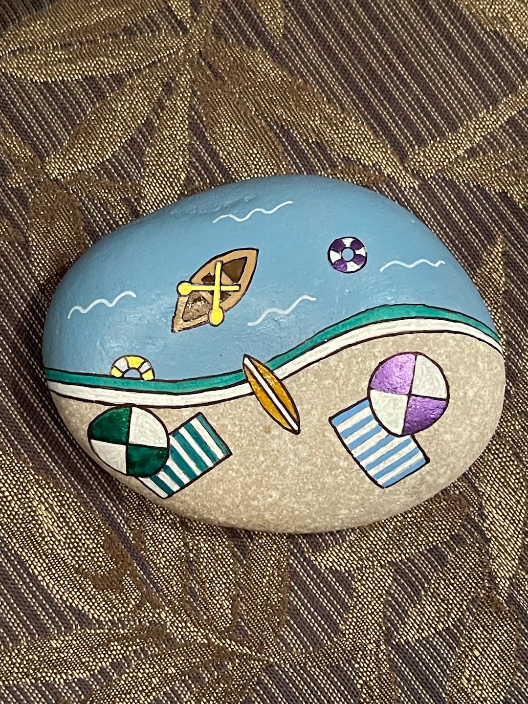 Beach Painted Rock - View From Above SEALED Rowboat - Etsy