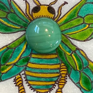 Metallic Green and Gold Bee Painted Rock SEALED 3D Glass Gem - Etsy