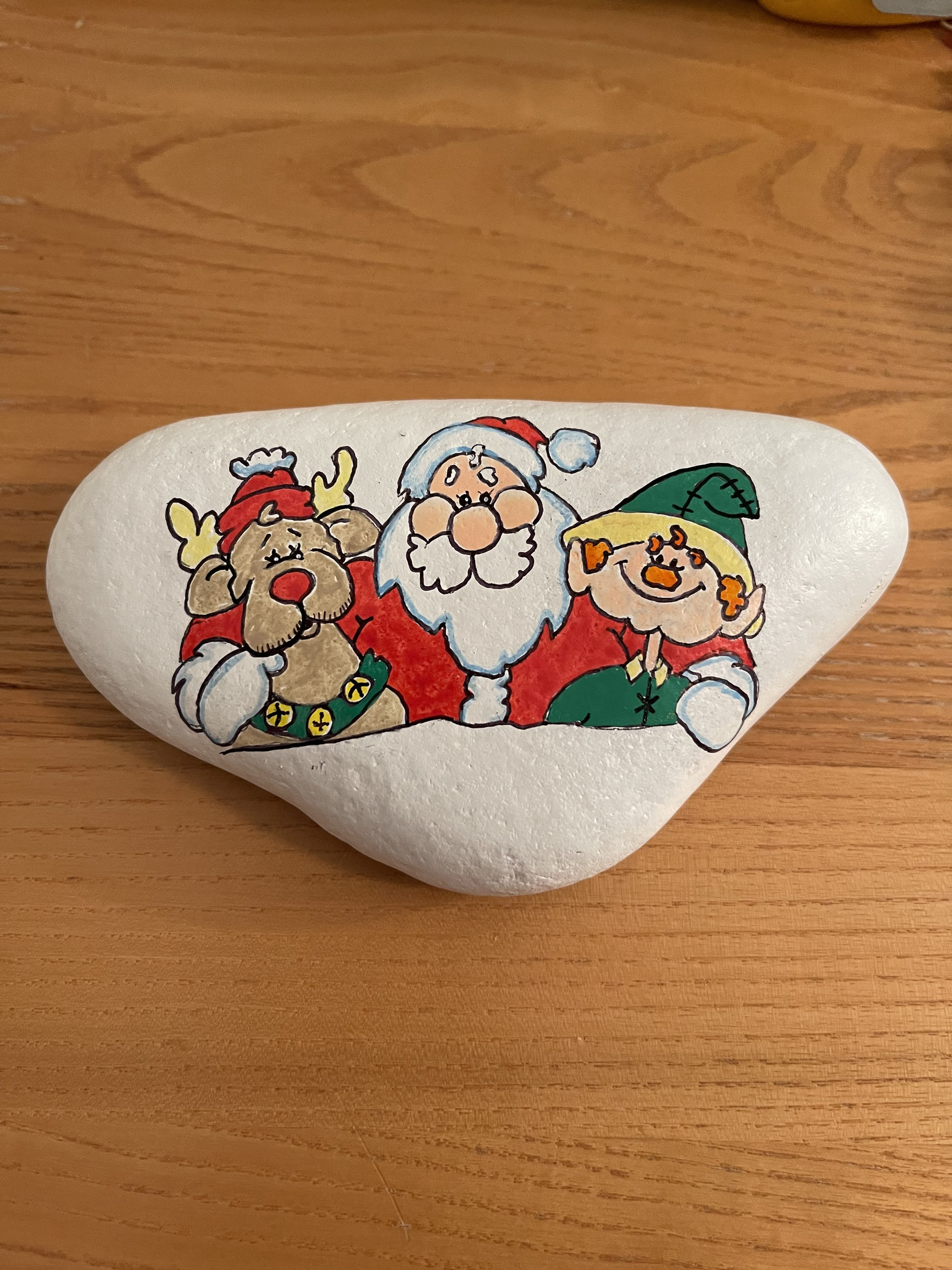 Santa Reindeer and Elf Painted Rock Christmas Trio - Etsy