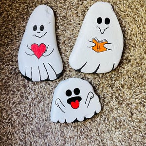 Fun Halloween Ghosts Painted Rocks SET OF 3 SEALED - Etsy