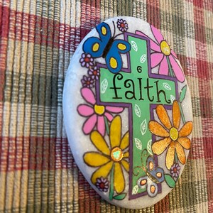 Faith Painted Rock SEALED Cross Painted Rocks - Etsy