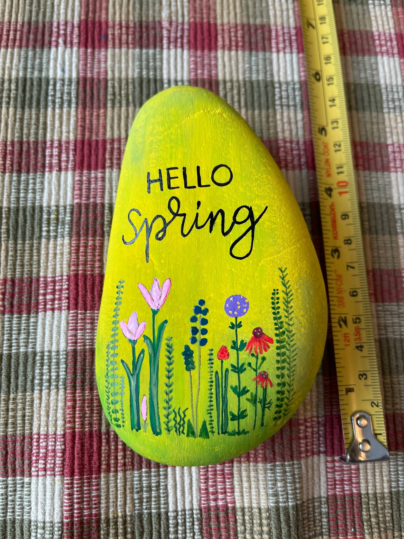 Hello Spring Painted Rock With Wildflowers SEALED - Etsy