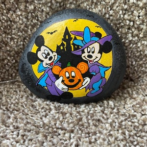 Mickey and Minnie Mouse Painted Rock - SEALED Halloween Painted Rocks ...