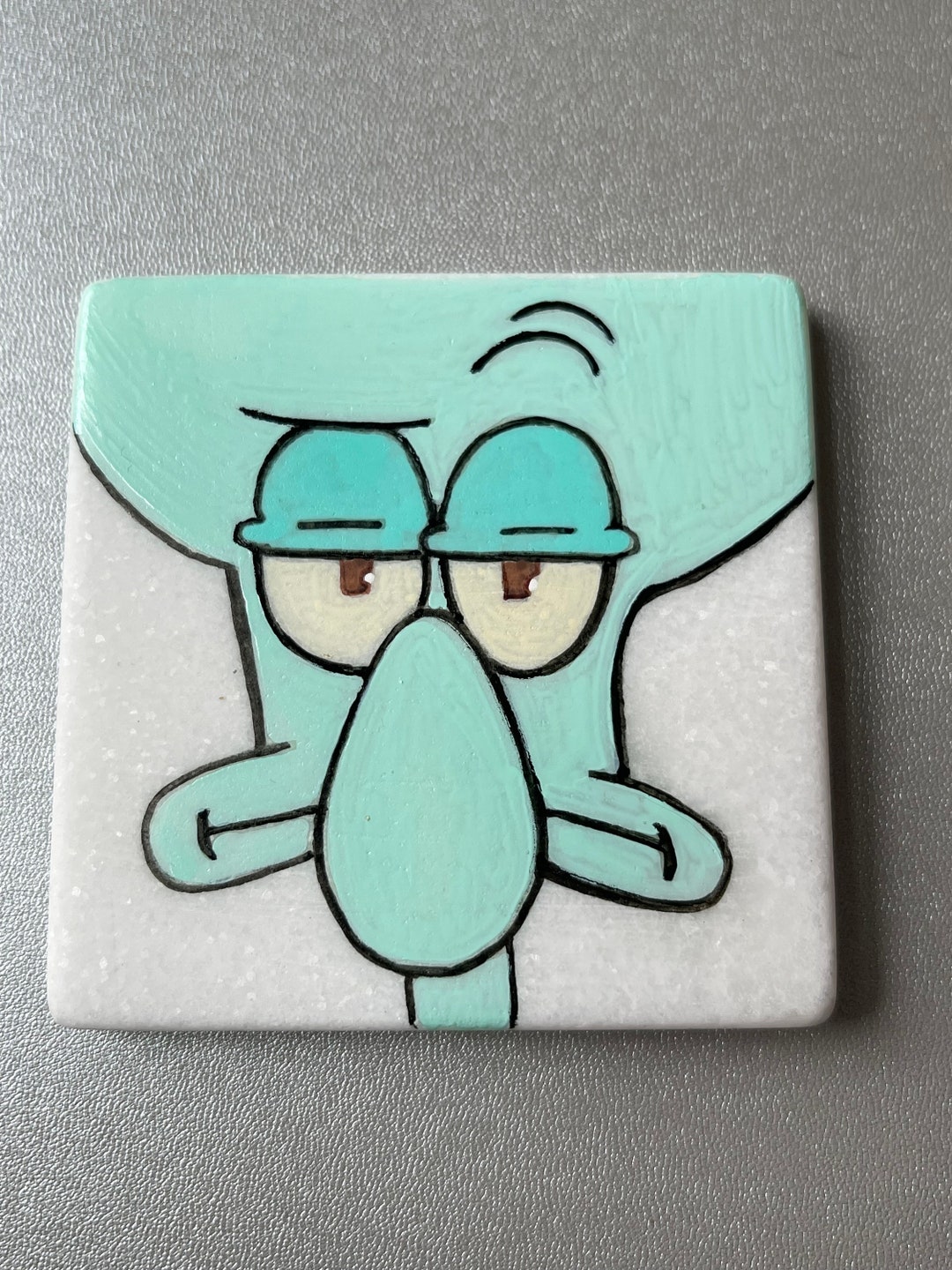 Squidward Painted Rock SEALED Square Santorini - Etsy
