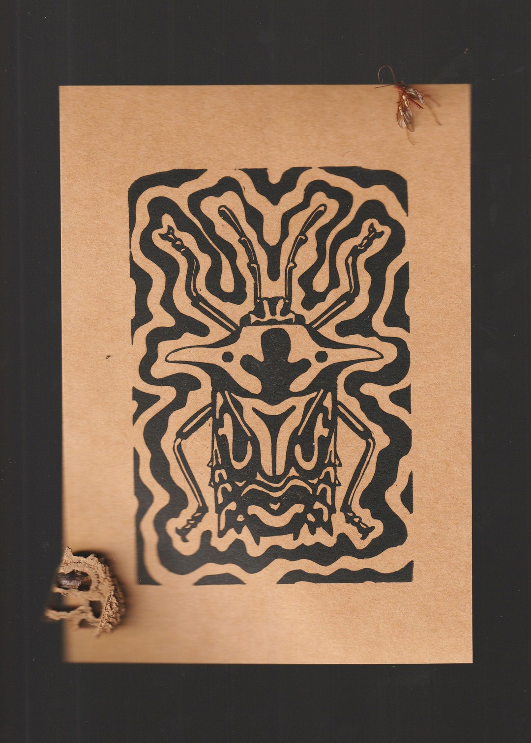Linocut 'insect' - Etsy