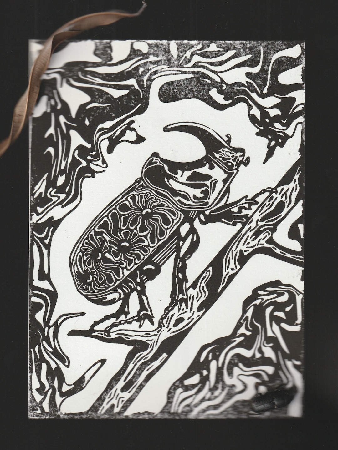 Linocut 'flowered Insect' - Etsy