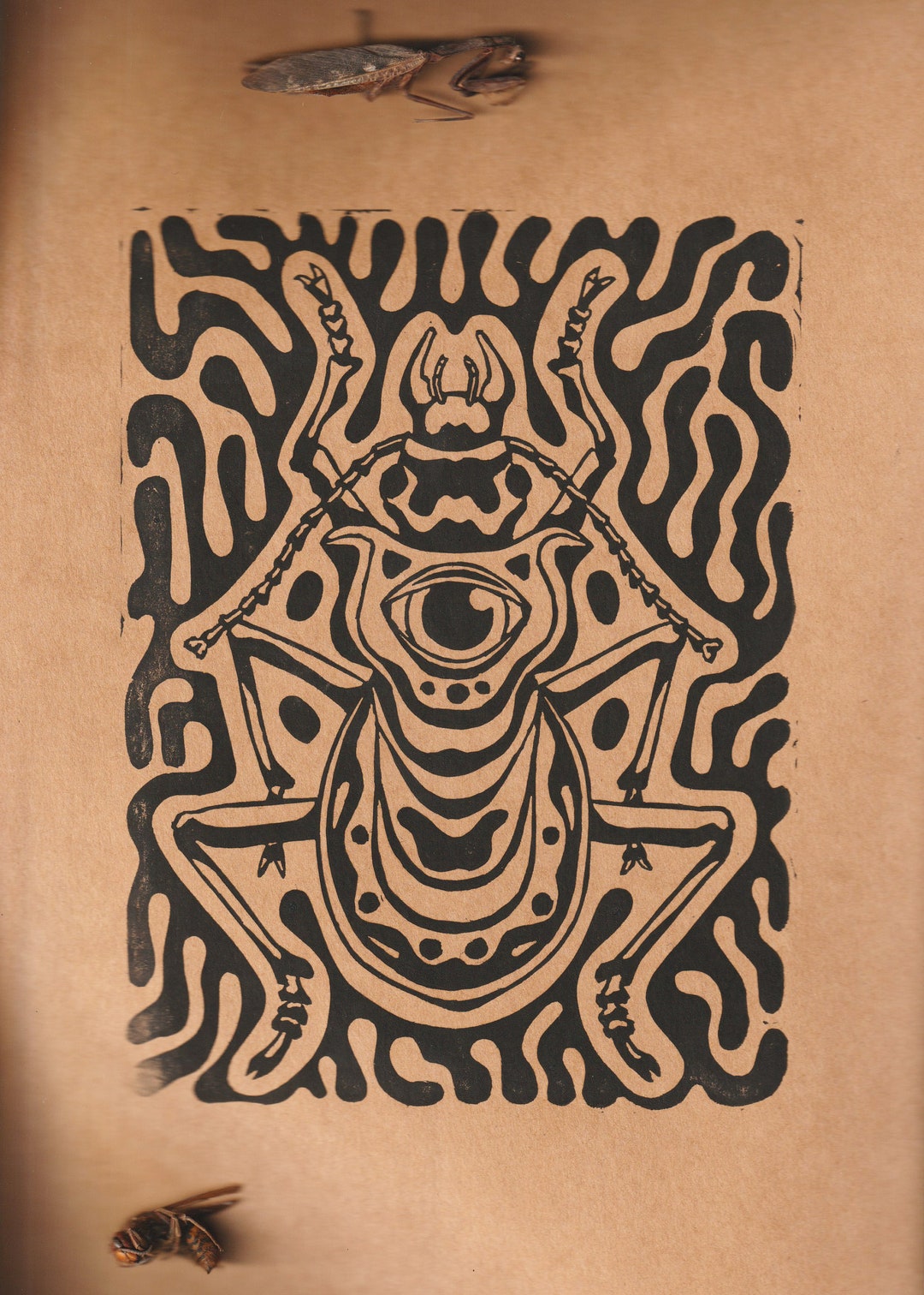 Linocut 'insect' - Etsy