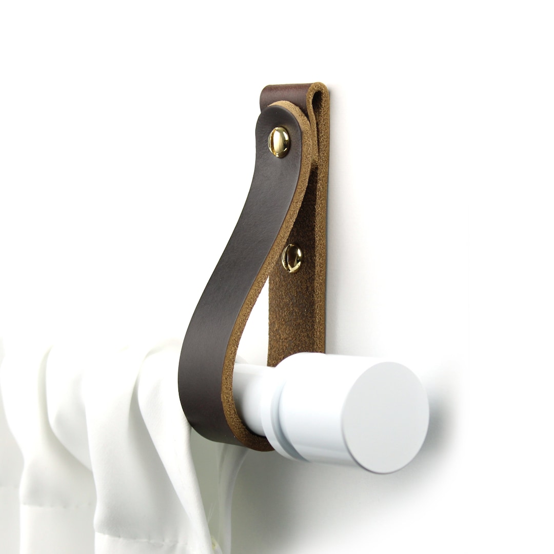 Leather Curtain Rod Holder X2 Leather Wall Strap Leather Curtain Rod ...