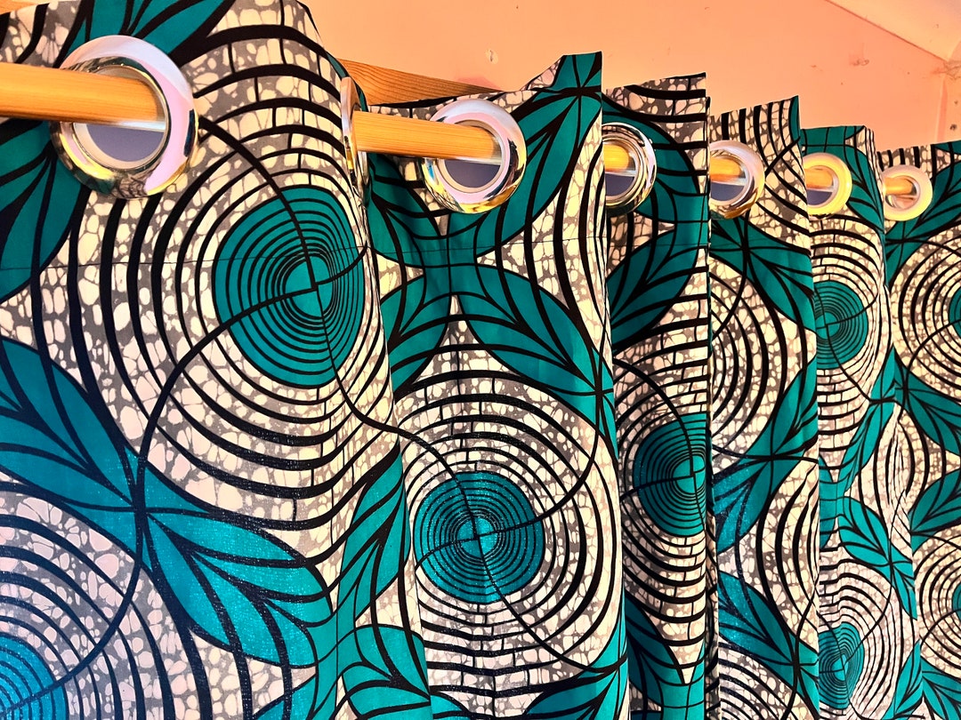 2PCS African Print, Window Curtain, Drapes, Backdrop, Home Curtain ...