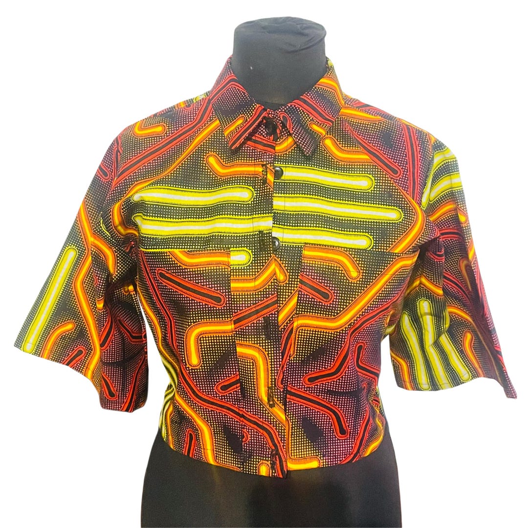 Handmade African Print Cropped Shirt: Ankara Kente Top - Etsy