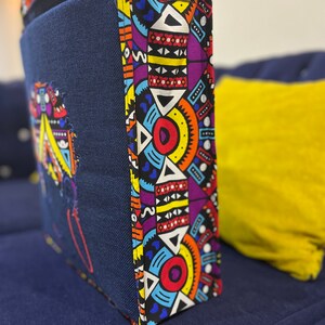 African Lady and African Print Embroidered Thick Tote Bag | African Art ...