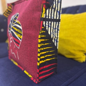 African Lady and African Print Embroidered Thick Tote Bag African Art ...