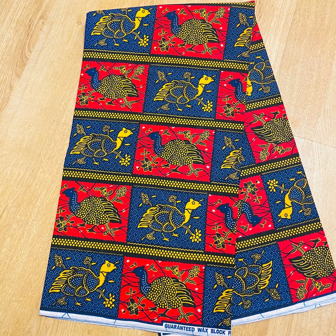 Yellow, Blue & Red African Print Fabric, African Print Fabric per Yard ...