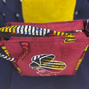 African Lady and African Print Embroidered Thick Tote Bag African Art ...