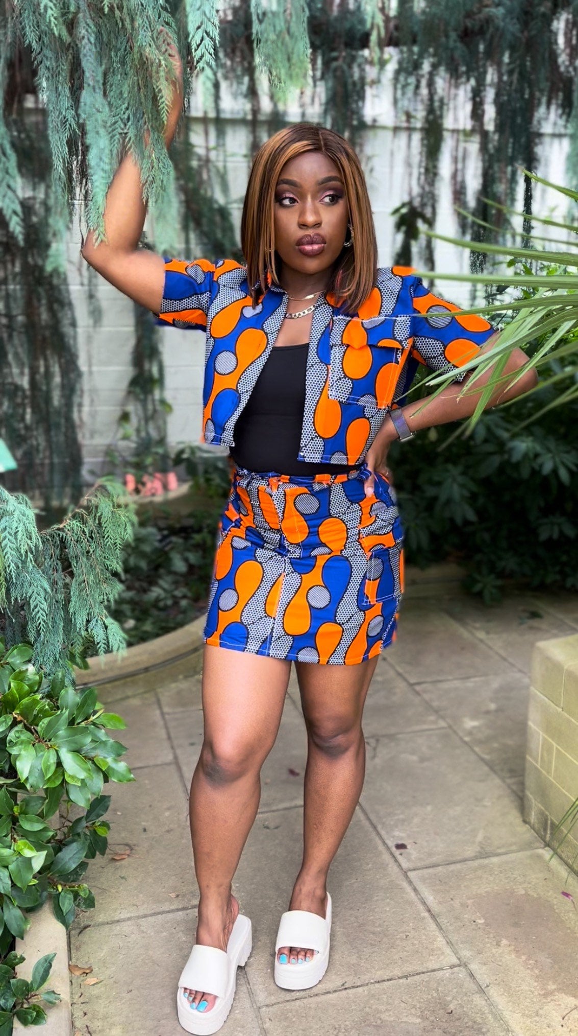 2 Piece Set. Handmade African Print Cropped Cargo Shirt, African Print ...