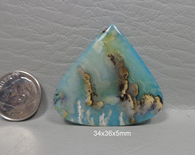 North Ridge Plume Agate Backed With Imitation Turquoise Doublet ...