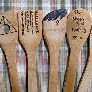 Harry Potter Wooden 6 Piece Spoon Set - Etsy