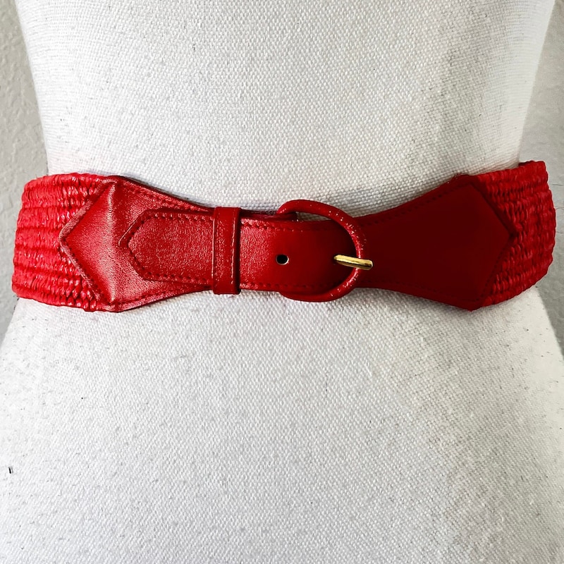 Red Leather Belt - Etsy