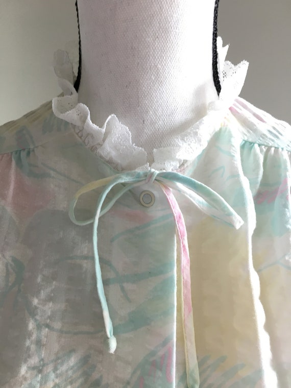 1970s Quilted Pastel Robe, Vintage Cotton Day Dress - Gem