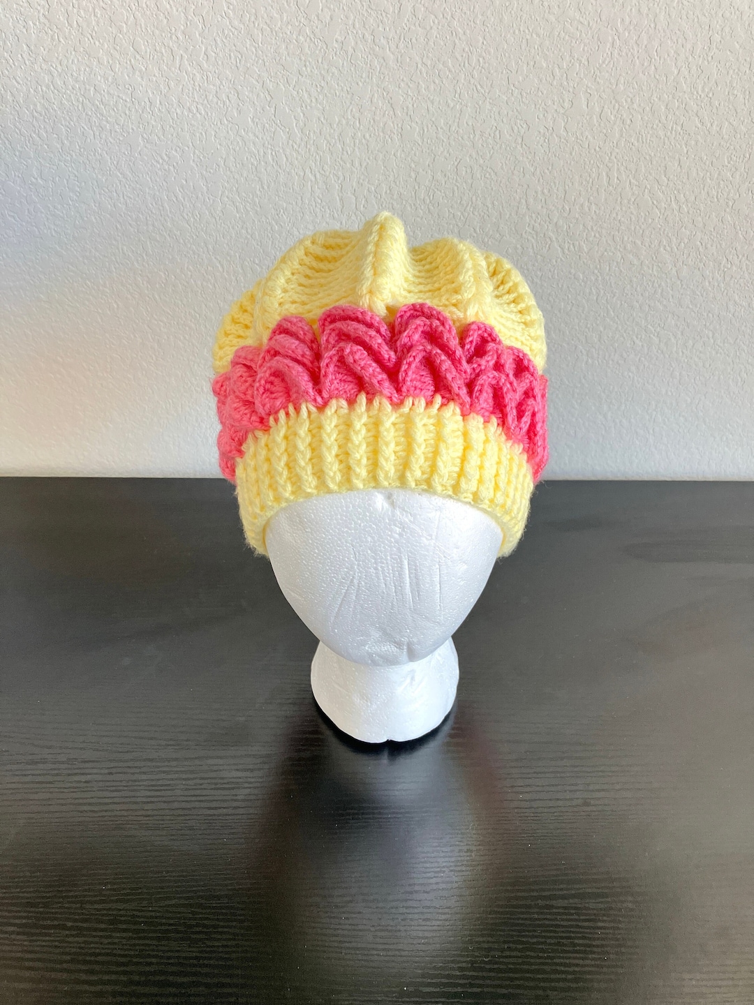 1950s Hand Knit Frilly Cap, 1960s Two Tone Beanie - Etsy