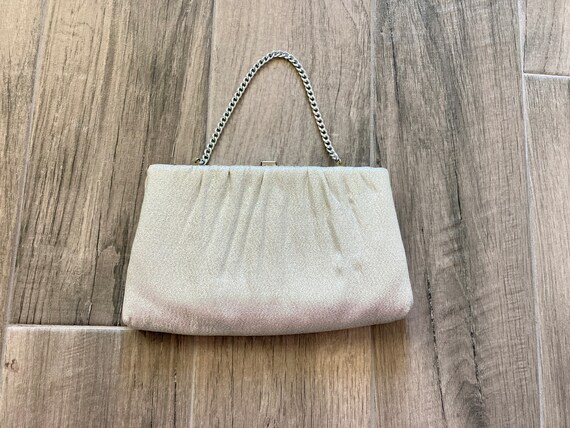1950s Small Silver Handbag, Vintage Glittery Purse wi… - Gem