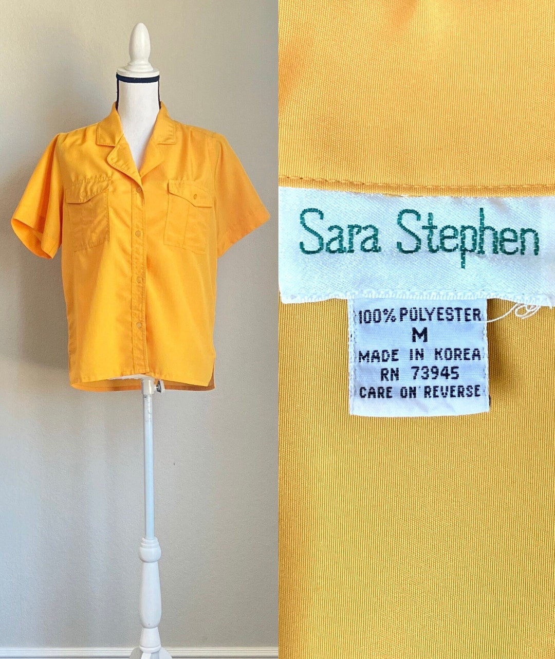 1980s Mustard Button Down, Vintage Dark Yellow Blouse - Etsy