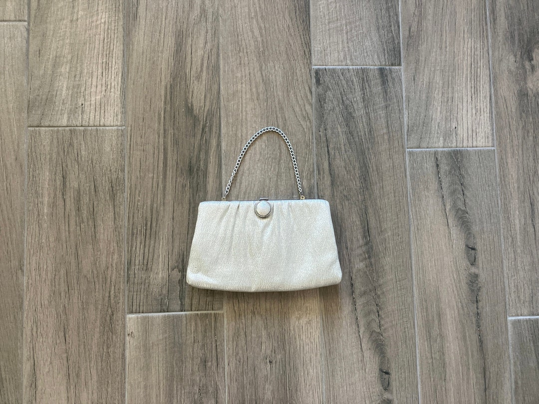 1950s Small Silver Handbag, Vintage Glittery Purse With Chain Strap - Etsy