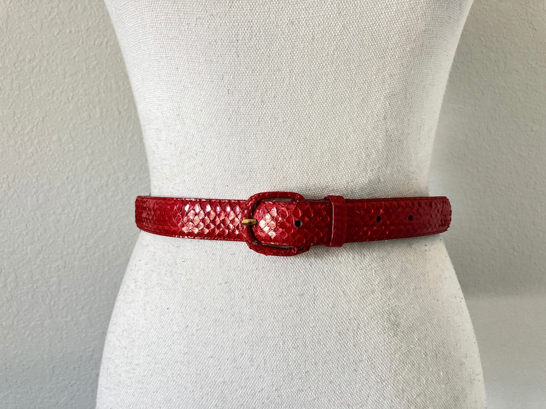 1980s Red Snakeskin Belt, Vintage Exotic Leather Belt - Etsy