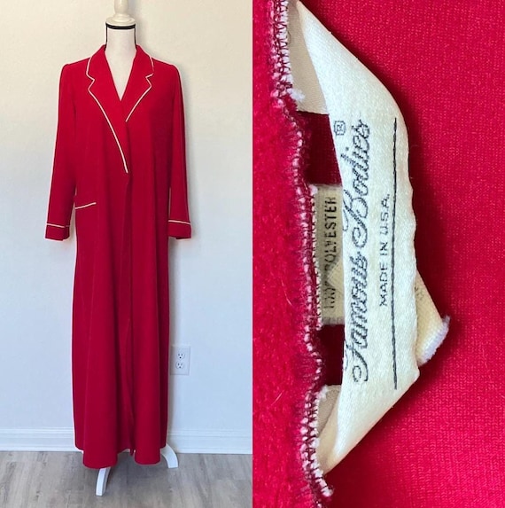 1970s 1980s Velour Maxi Robe with Contrast Trim - Gem