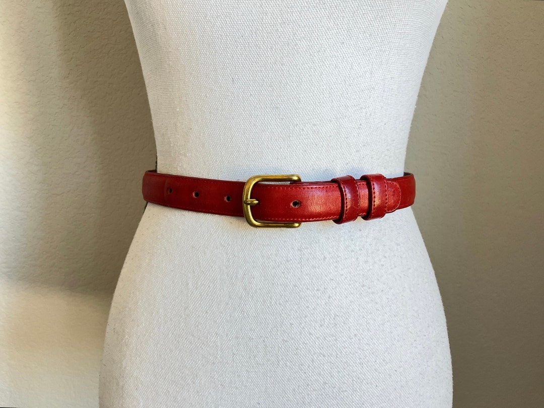 1980s Red Leather Belt, 1990s Slim Dark Red Belt - Etsy