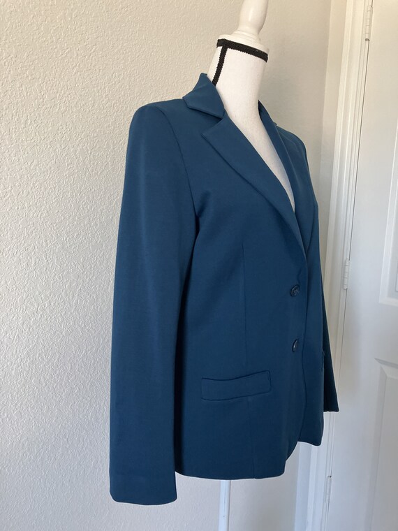 1970s Dark Blue Knit Blazer, Vintage Machine Washable… - Gem