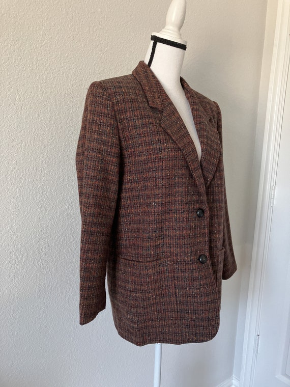 1980s Fall Tweed Blazer, Vintage Wool Boyfriend Blazer - Gem